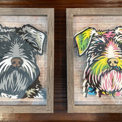 Schnauzer 3D Layer SVG/ Colorful Dog 3D Mandala/ 3D Dog Shadow Box ...