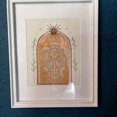 Spiritual Art Print Moon Phase Illustration Boho Gift Idea Blue Folk ...