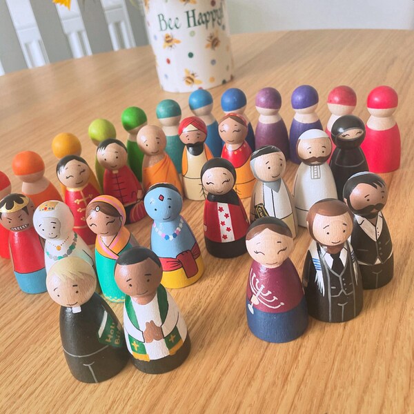 Muslim Peg Doll Family, Multicultural Dolls, Islamic Toys, World ...