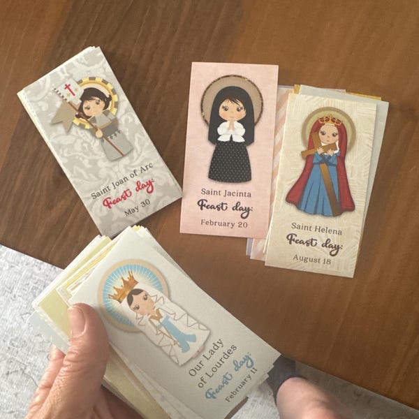 Set of 50 - 2x4" Saint Stickers With Feast Day. Kids Saint Stickers ...