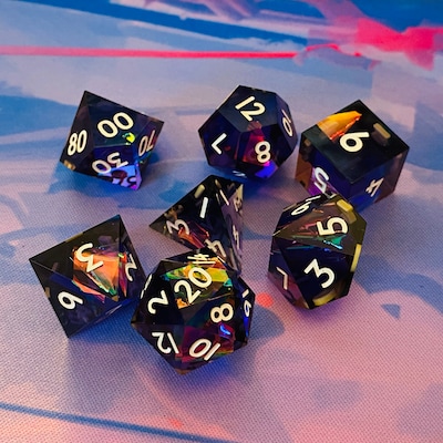Neon Dreamer Retro Purple Holographic Handmade Resin Sharp Edge Dnd ...