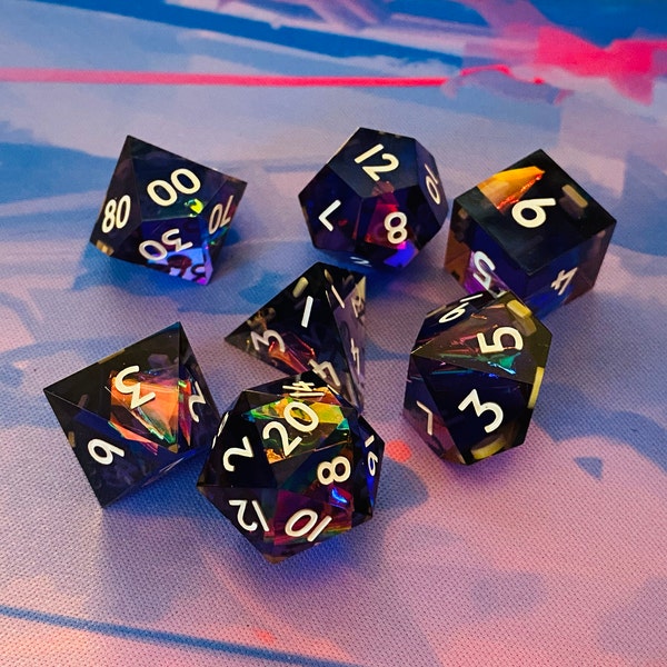 Neon Dreamer - Retro Purple Holographic Handmade Resin Sharp Edge Dnd ...