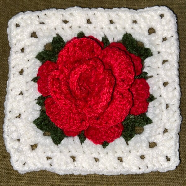 CROCHET PATTERN Rose ‘and’ Square, Crochet Rose Pattern. US Terms ...