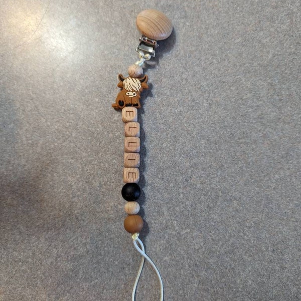 Highland Cow Pacifier Clip | Farm Pacifier Clip | Cow Dummy Clip | Cow ...