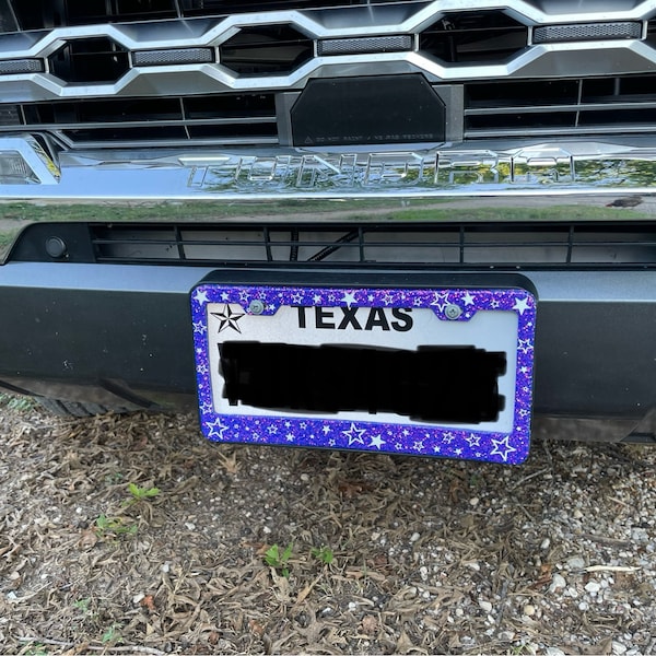 Custom Color Glitter Resin License Plate Frame With Glow in the Dark ...
