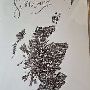 Whisky Map of Scotland Scottish Scotch Calligraphy Illustration ...