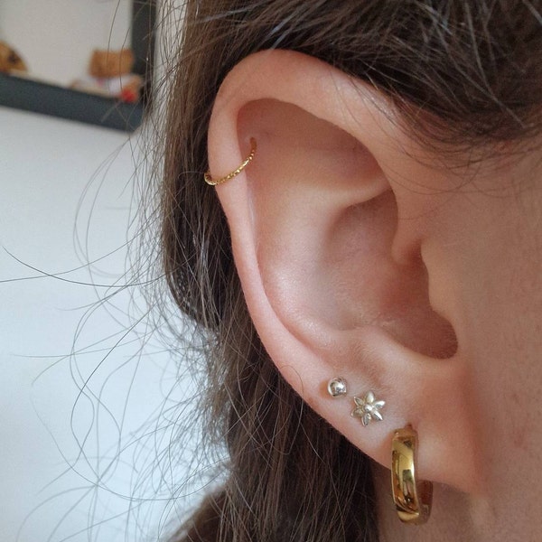 Textured Helix Piercing, Gold Helix Earring, Piercing Helix Cuff ...