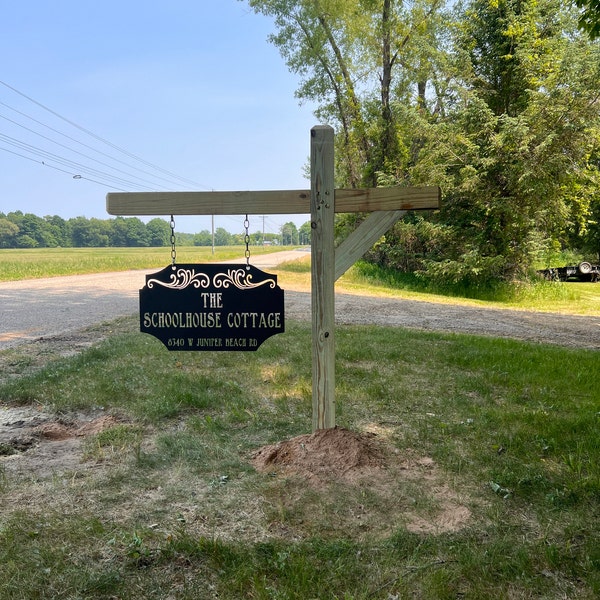 Custom Hanging Address Family Name Sign - Hanging Business Sign ...