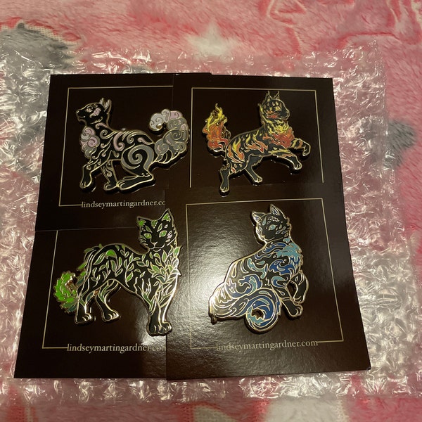 Elemental Cats Enamel Pin - Water Cat | Gold Plated Collectible Pin - Etsy