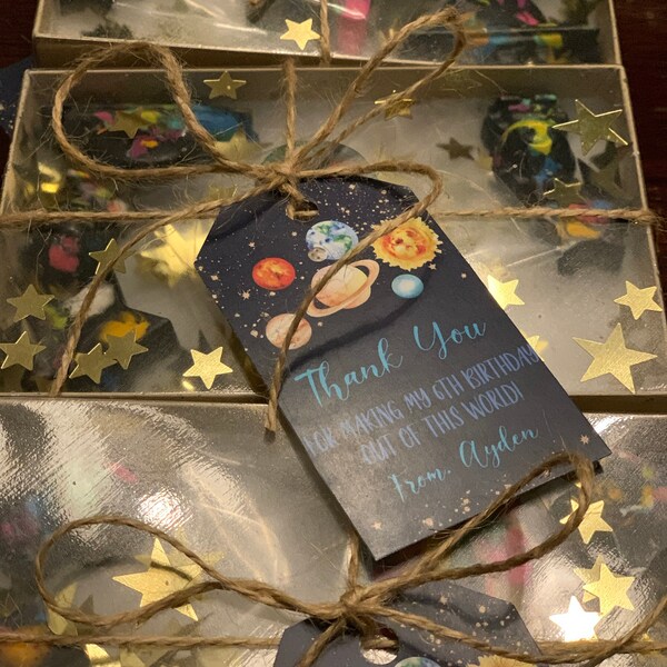 EDITABLE Space Birthday Favor Tags Galaxy Planets Outer Space Tag Outer ...