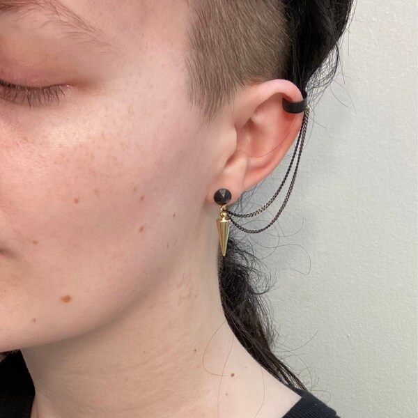 Black Spike Cuff Earrings, Black Chain Cuff Earrings, Spike Earrings - Etsy Black Spike Cuff Earrings, Black Chain Cuff Earrings, Spike Earrings - Etsy