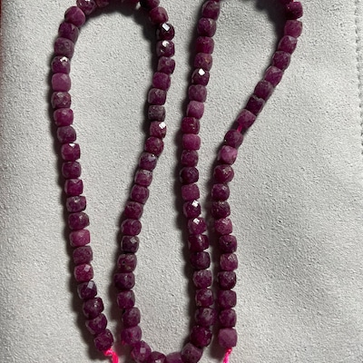 Natural Red Ruby Beads 4-5mm Faceted Square Loose Gemstone Spacer Beads ...