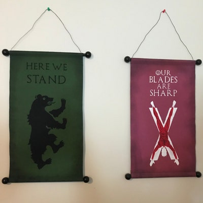 Hand Painted House Mormont Canvas Banner here We Stand Game of Thrones ...