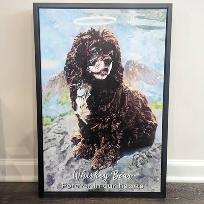 Dog Memorial Gift Portrait Art in Loving Memory Dog Remembrance Gift ...