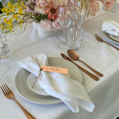 Personalised Name Tags, Copper Name Tag, Hand Stamped Place Card, Hand ...