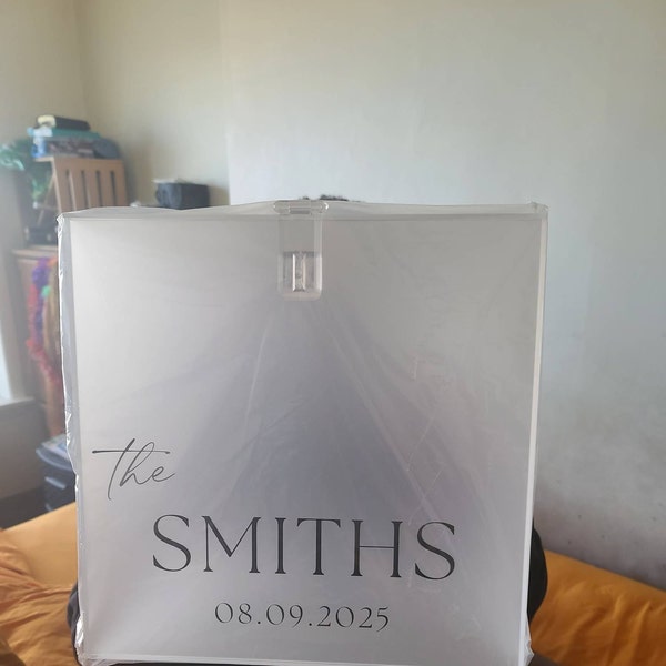Personalized Last Name Card Box Wedding Acrylic Card Box With Lock and ...