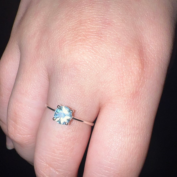 Aquamarine Sterling Silver Ring, Minimalist Round Prong, March ...