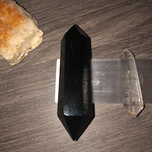 Large Black Obsidian Double Terminated Crystal Point Wand - Etsy
