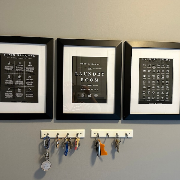 Black Laundry Sign 3pc Print Set, Laundry Printable, Laundry Wall Art ...