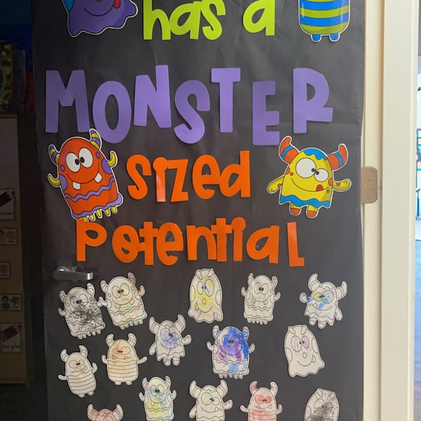 Halloween Monster Classroom Door Decoration: Pre-cut Bulletin Board - Etsy