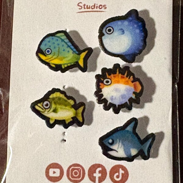 Mini Animal Pins Set Bugs Fish Sea Creatures Gyroids Star Fragments ...