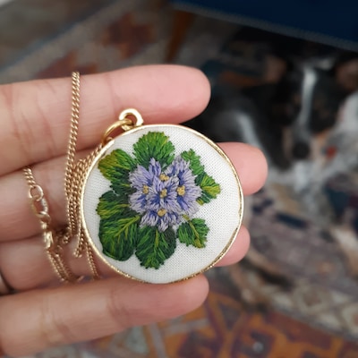 Large Circle Embroidery Necklace Frame Kit, Embroidery Necklace Pendant ...