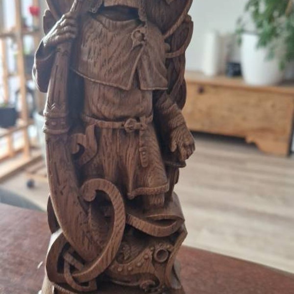 Handmade Oak Heimdall Statue: Norse God Altar Sculpture (9 Inch) - Etsy