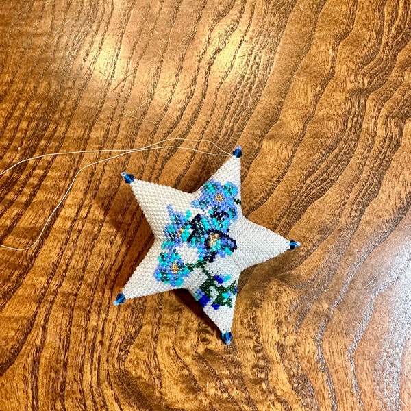 Forget Me Not Peyote Star Pattern Alaska State Flower 3D Beaded Star ...