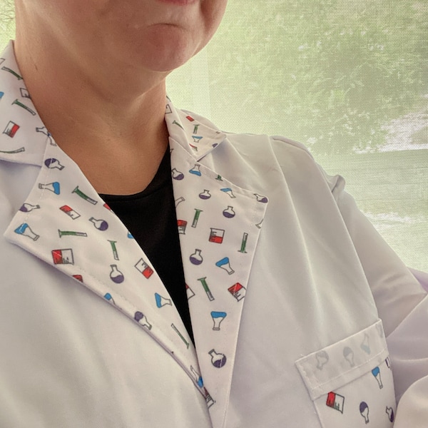 Chemistry Science Lab Coat - Designer White Doctors Coat, Patterned ...