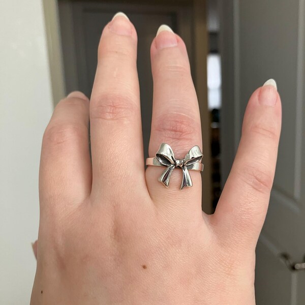 Sterling Silver Bow Ring - Etsy