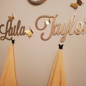 Personalised Script Name Wall Plaque, Wooden Name Rose Gold, Silver ...