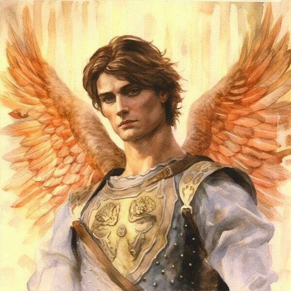 Archangel Drawing and Reading, Watercolour Picture of Angel, Guides and ...