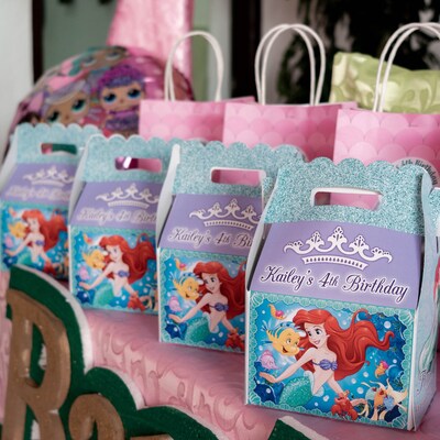 Princess Ariel Little Mermaid Birthday Personalized Gable Favor Goody ...