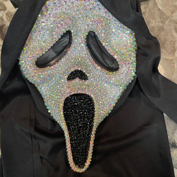 Ghostface Scream Iridescent Bling Rhinestone Crystal Mask - Etsy