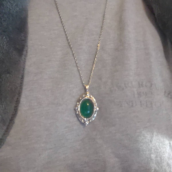 Jade Glass Oval Locket Victorian Filigree Glass Jewel Cabochon Lockets ...