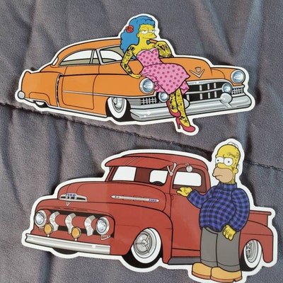 Mean Marge Simpson Rockabilly Pinup Cadillac Sticker - Etsy