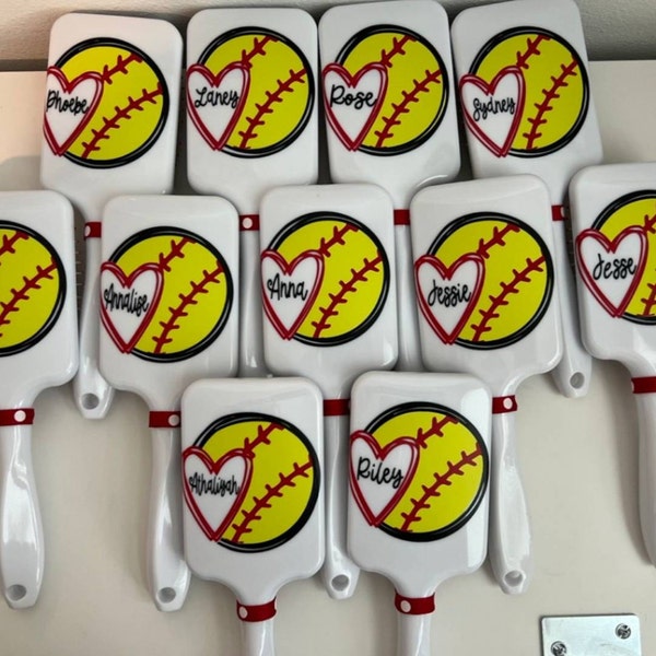 Softball Sports Brush Heart- Personalized! - Etsy