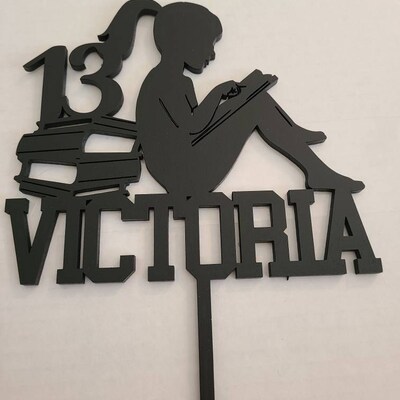 Reading Cake Topper, Book Cake Topper, Reading Book Topper ...