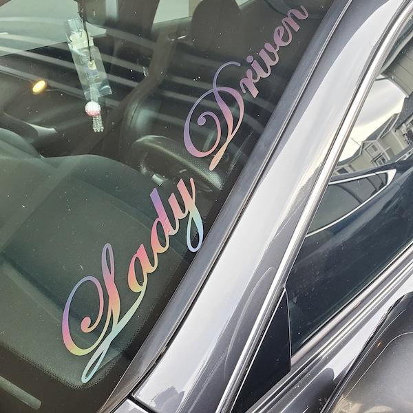 LADY DRIVEN Vertical Truck Windshield Vinyl Side Decal Sticker Diesel ...