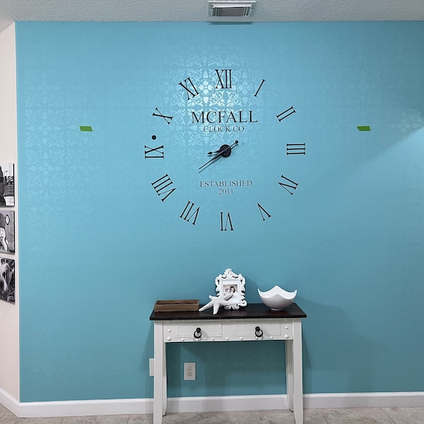 Large Wall Clock Decal | Custom Family Name With Year Established Clock ...
