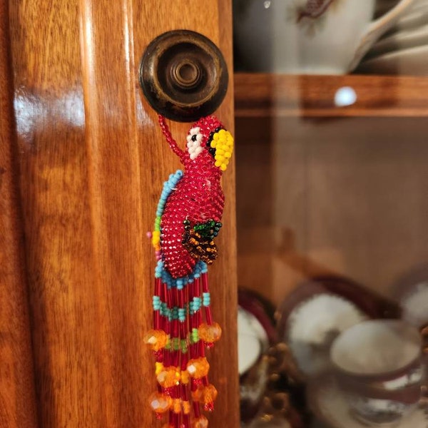Glass Bead Bird Keychain - Mexican Parrot / Hummingbird Key Holder - Etsy
