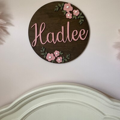 3D Custom Personalized Round Circle Wood Name Sign Girls Room Nursery ...