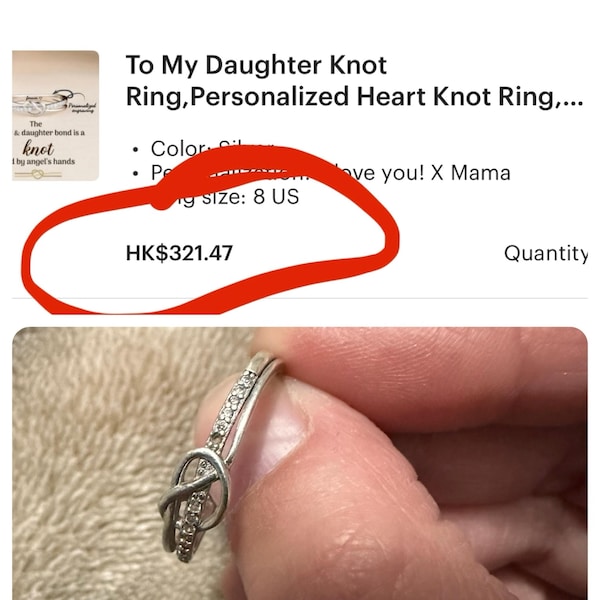 To My Daughter Knot Ring,personalized Heart Knot Ring,mother & Daughter ...