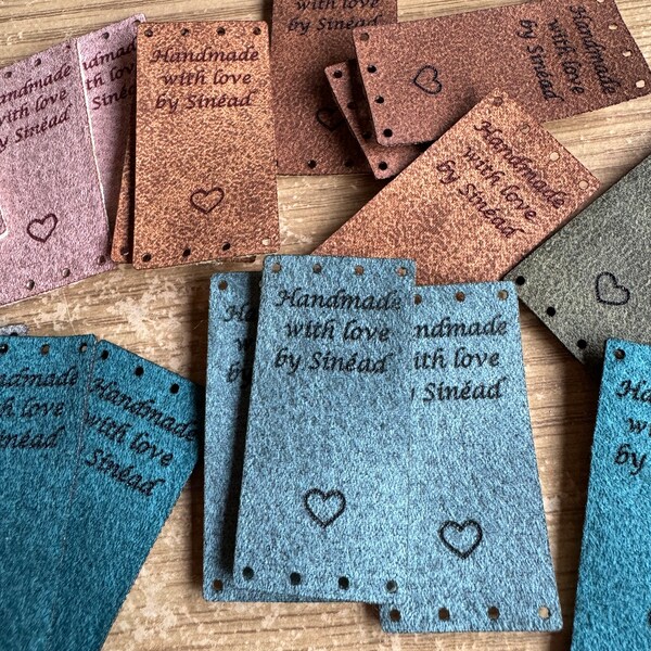 Custom Engraved Faux Suede Labels | Sew on Clothing Labels | Clothing ...