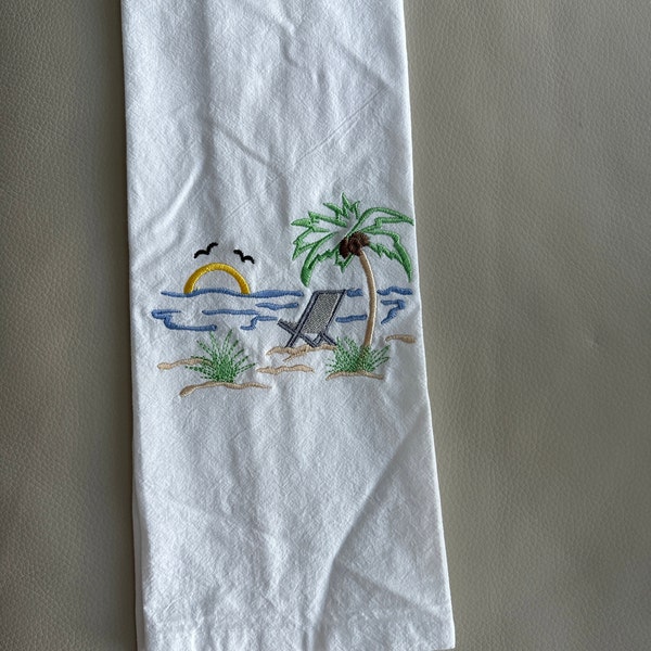 Beach Scene Machine Embroidery Design, Summer Embroidery Design, Beach ...
