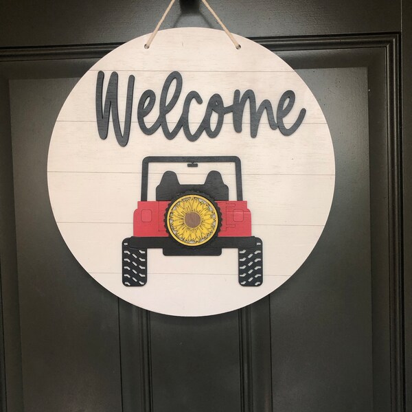Handmade Interchangeable Jeep Welcome Door Hanger - Etsy