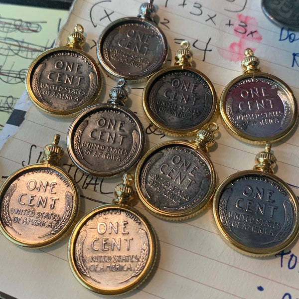 Coin Holder Bezel Penny USA 1 Cent Silvertone for Charm, Necklace ...