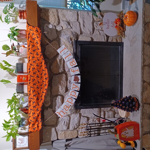 Quilted 45 Inch Halloween Table Runner, Handmade Quilted Autumn Table ...