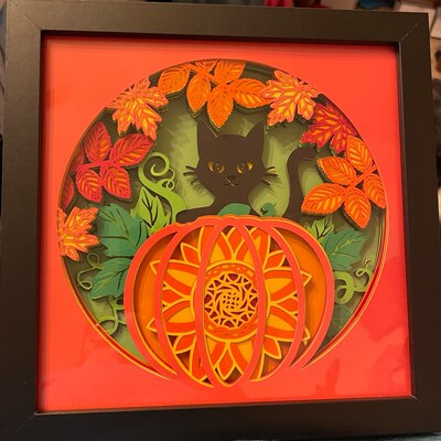 Fall Cat Shadow Box Svg, Fall Shadow Box Svg, Fall Shadow Box, Cat Svg ...