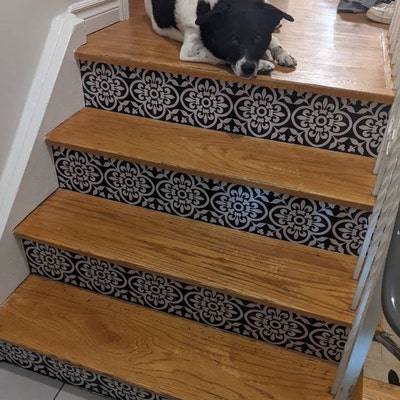 Encaustic Stair Riser Decals Peel and Stick Vinyl Stair Strips Waterproof Removable DIY Home ...
